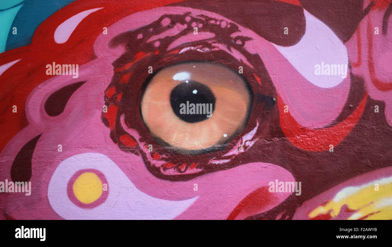 graffiti an eye of a rooster- grafiti un ojo de un gallo Stock Photo ...