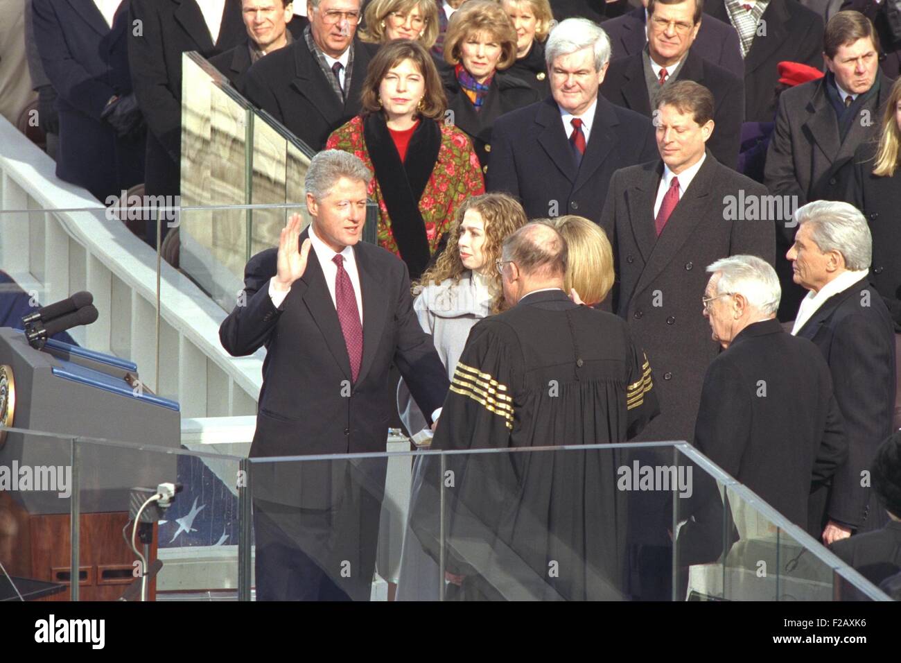 President Bill Clinton being sworn in for his second term, Jan. 20 ...