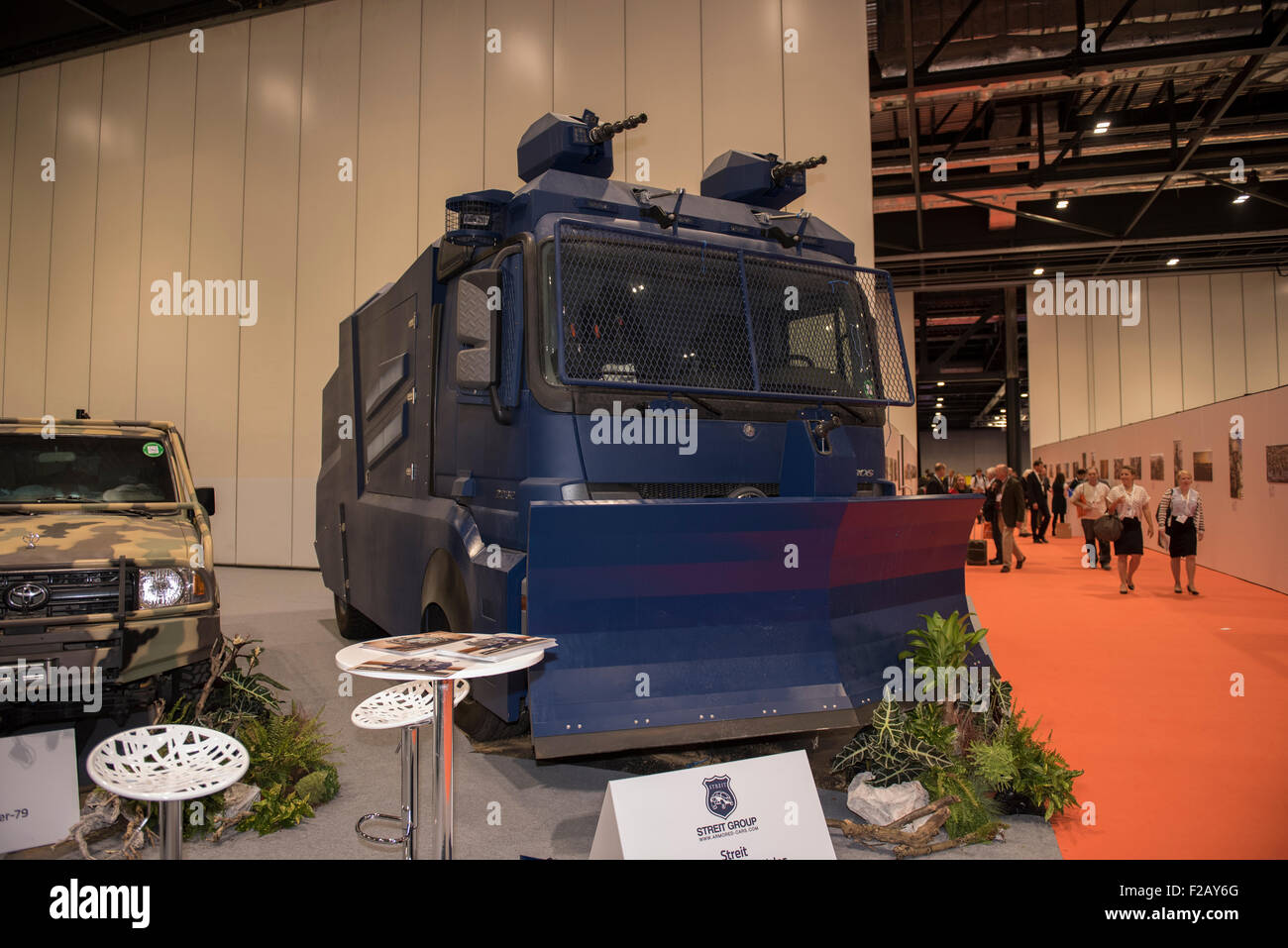 London, UK. 15th September, 2015. A riot control vehicle on display at ...