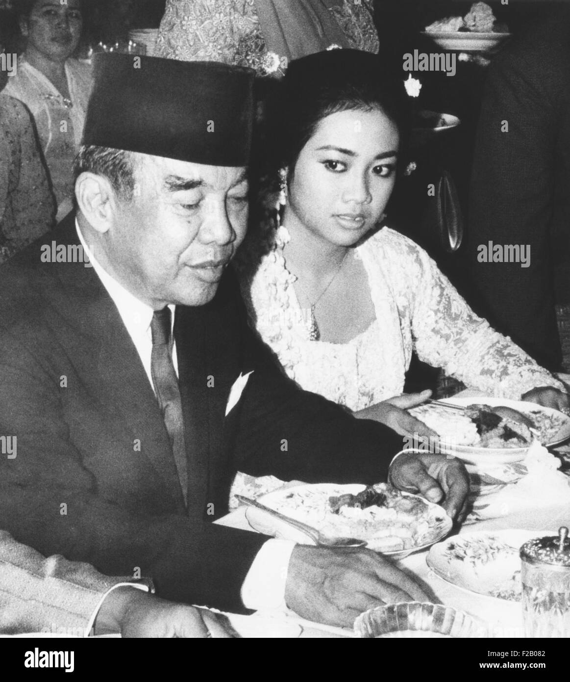 Indonesia's former President Sukarno with his daughter, Rachmawati, at ...