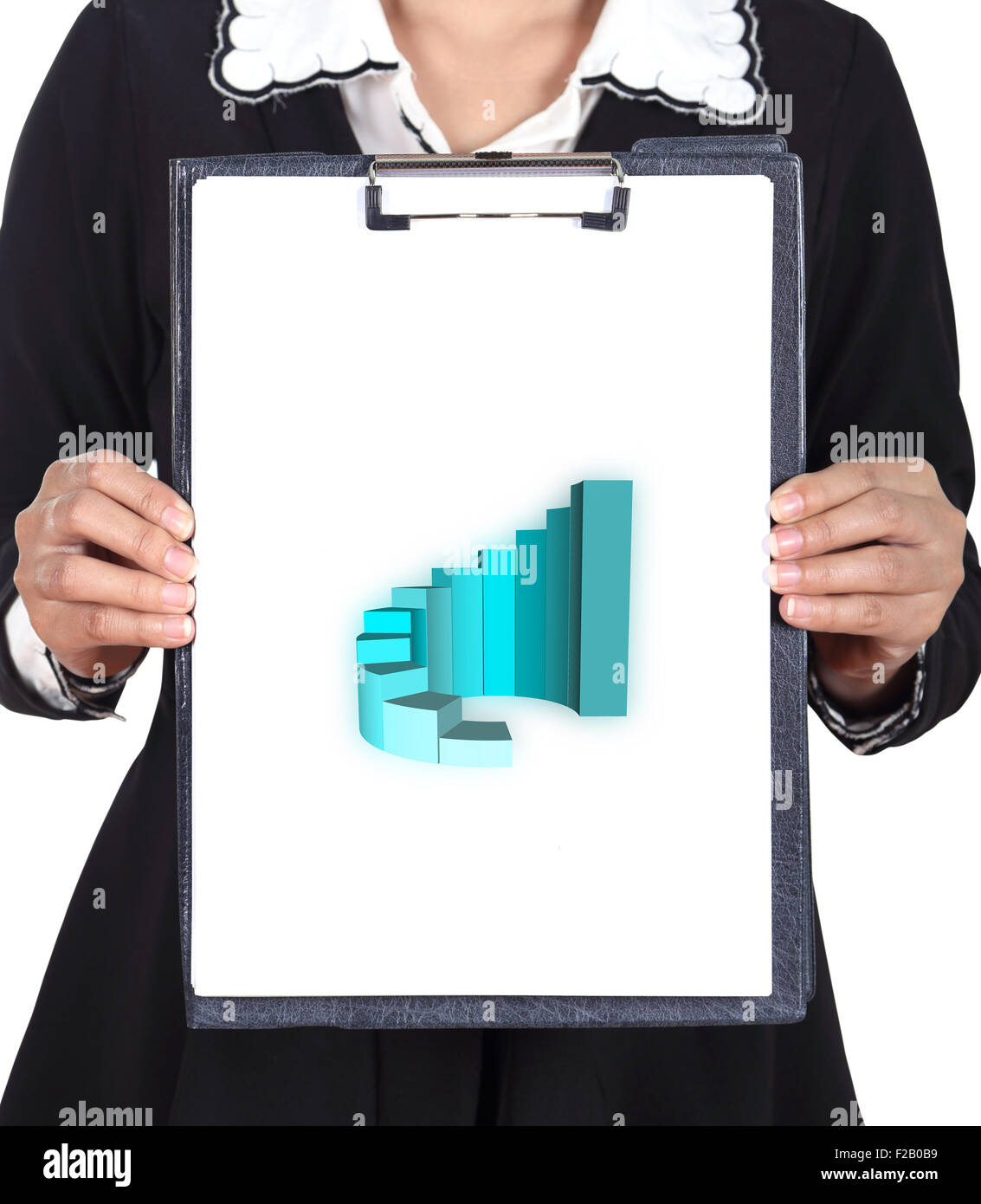 business woman holding a clipboard with business graph chart Stock ...