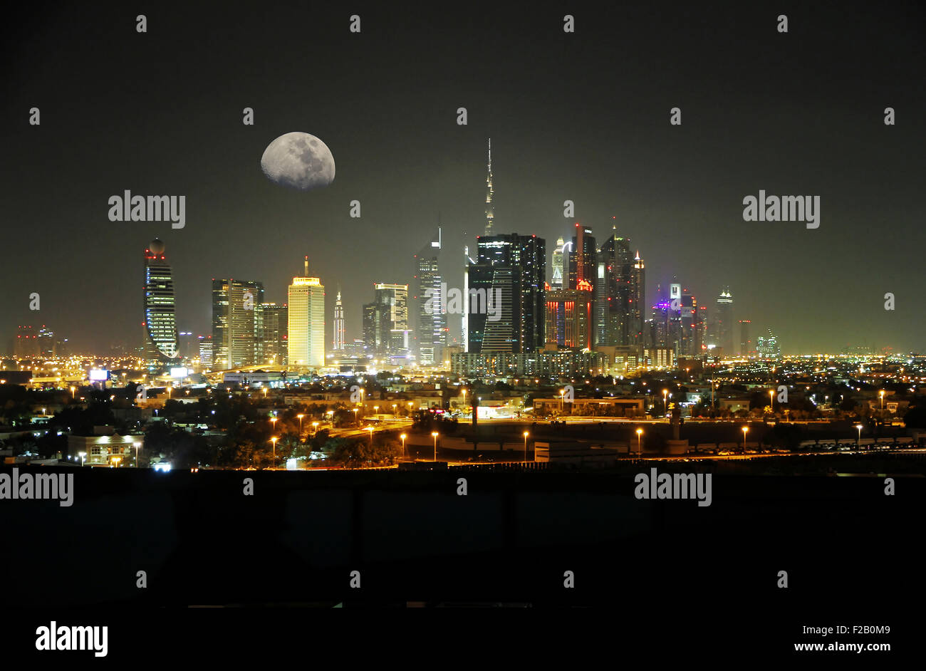 A night view with moon of Duba, United Arab Emirates Stock Photo - Alamy