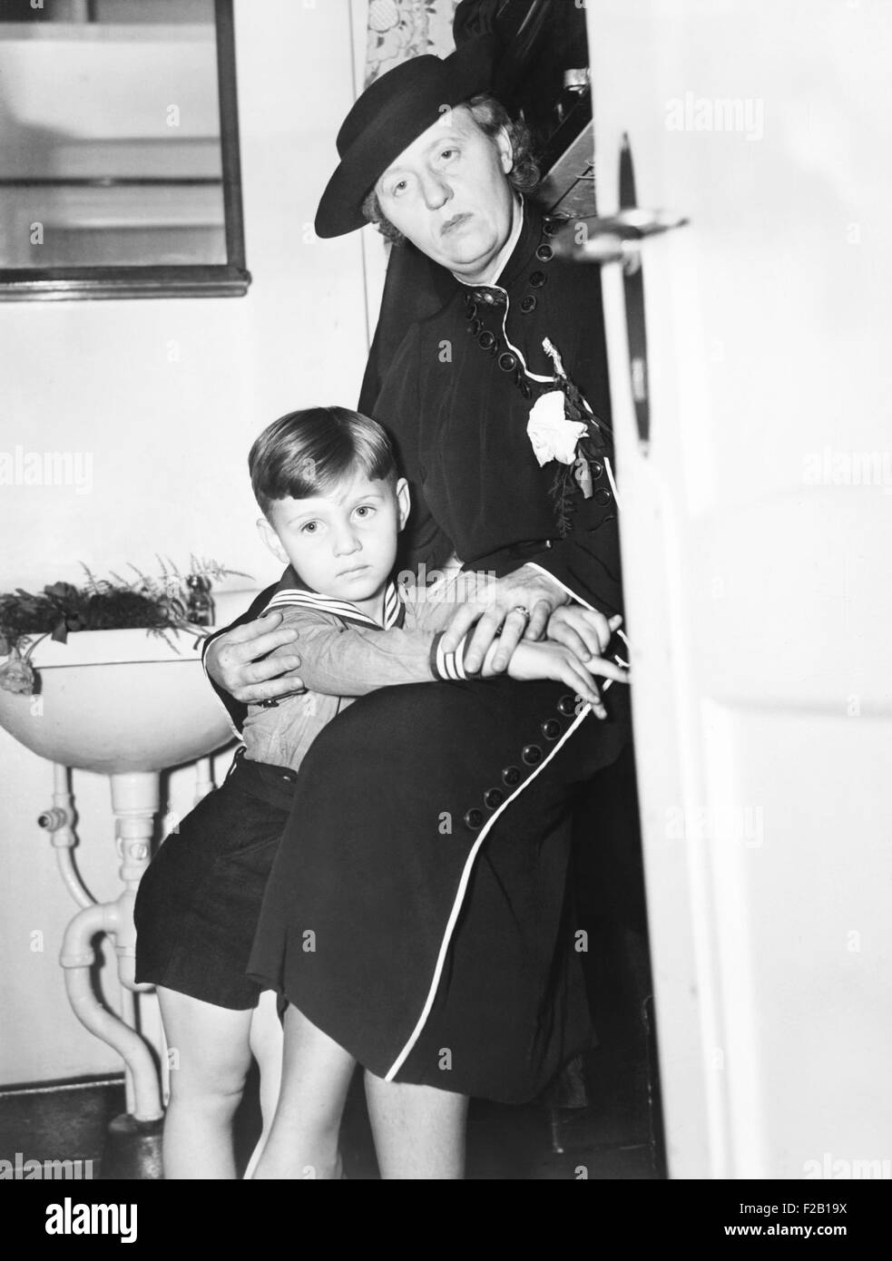 Mrs. Bruno Hauptmann and her son Manfried in her state room aboard the ...