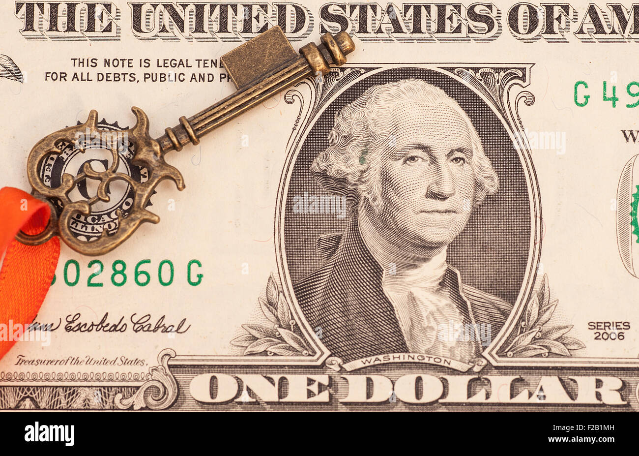 Key to success on one dollar banknote Stock Photo - Alamy