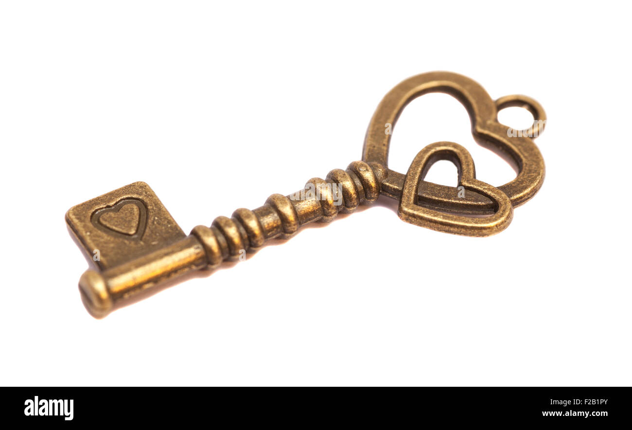 Key with heart shape isolated on white background Stock Photo - Alamy