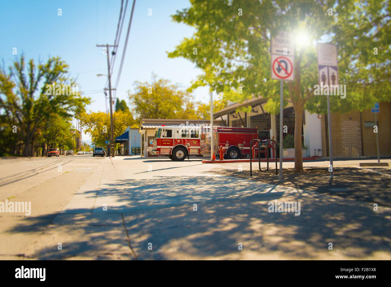 Fire Engine outside Fire station in town in California Stock Photo - Alamy