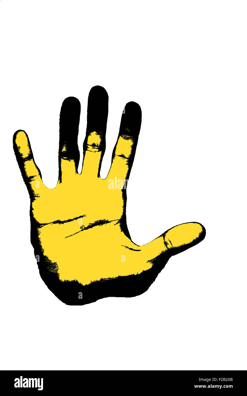 Yellow hand isolated on white background Stock Photo - Alamy