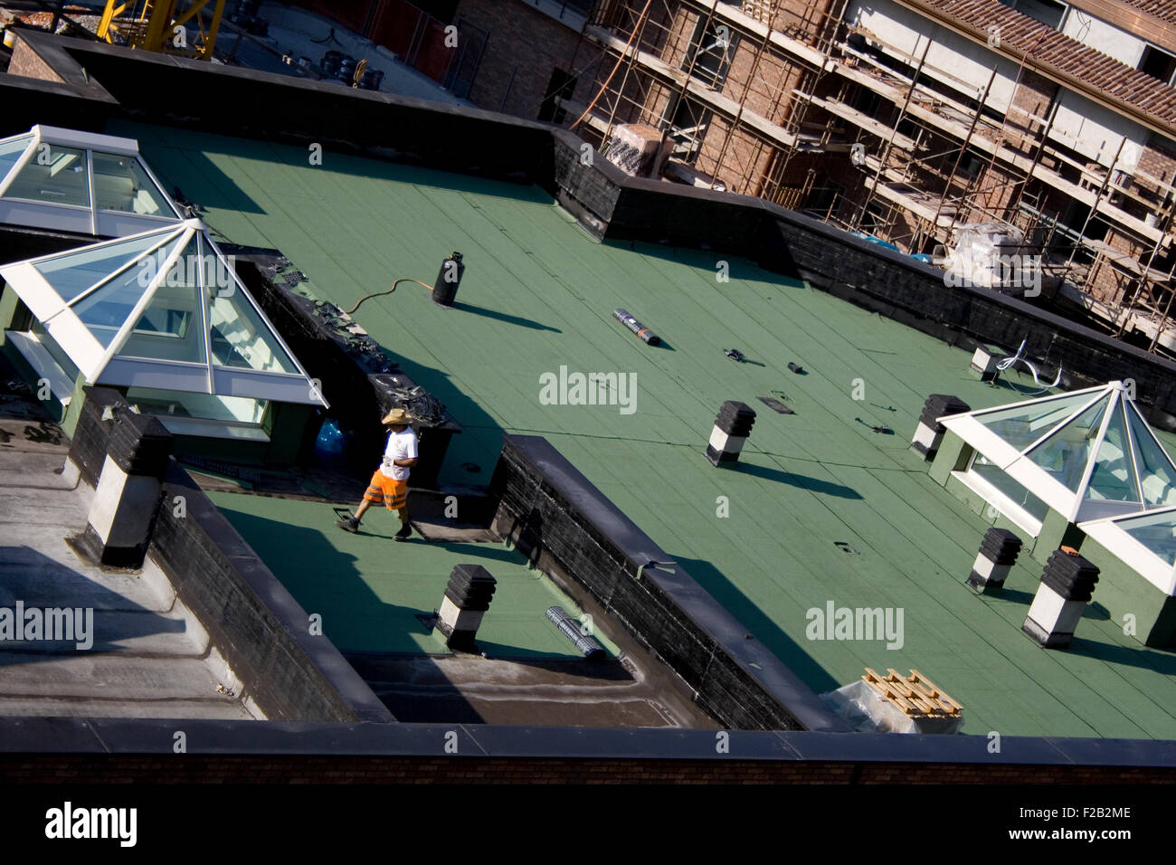 Roofing waterproofing in new building Stock Photo - Alamy