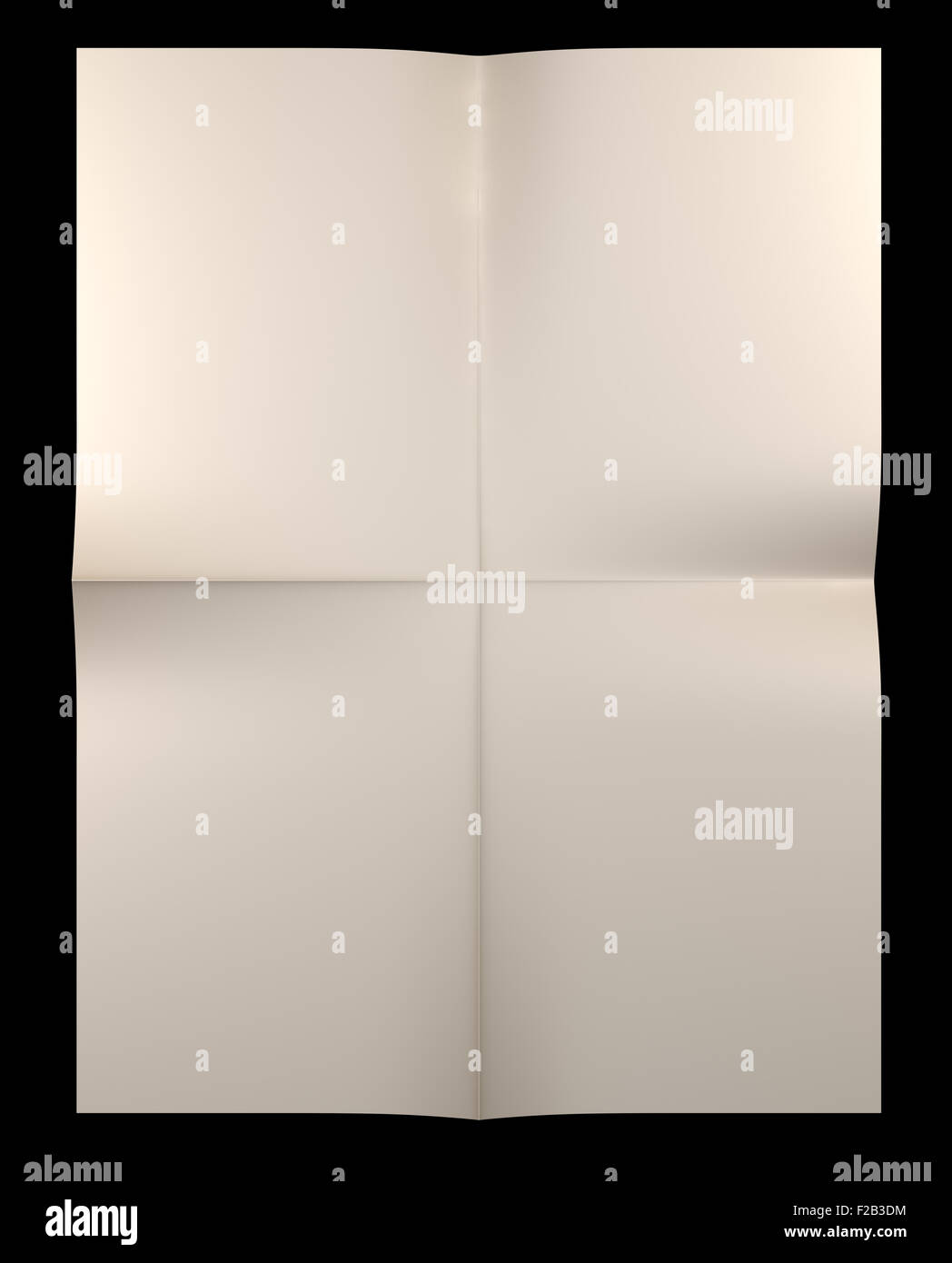 Yellow Sheet Of Paper Folded Isolated On Black Background Stock Photo