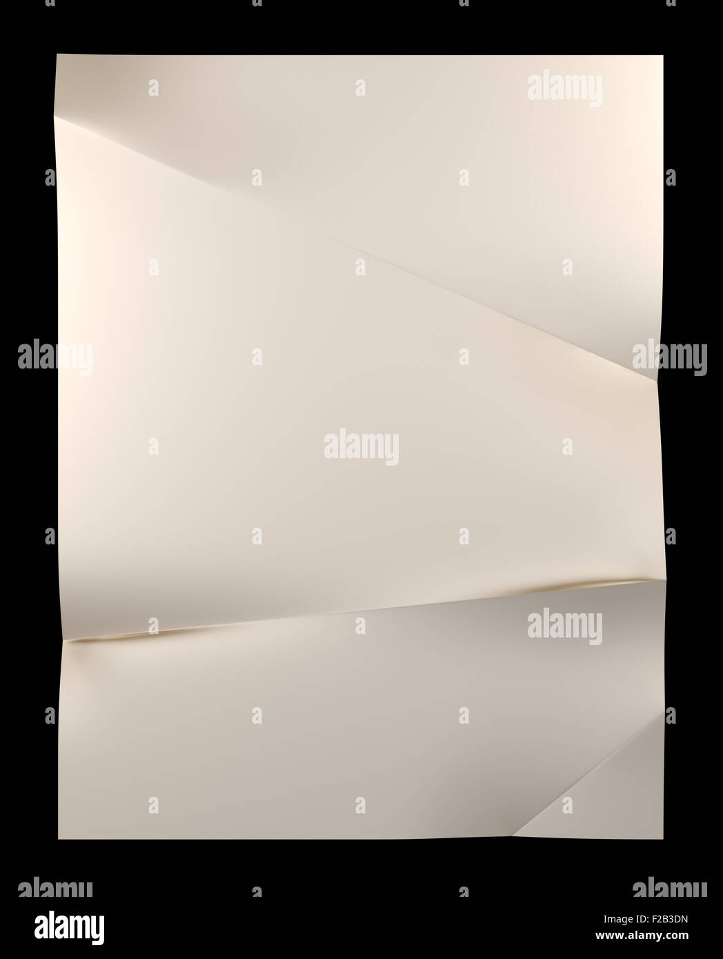 Yellow sheet of paper folded, isolated on black background Stock Photo ...