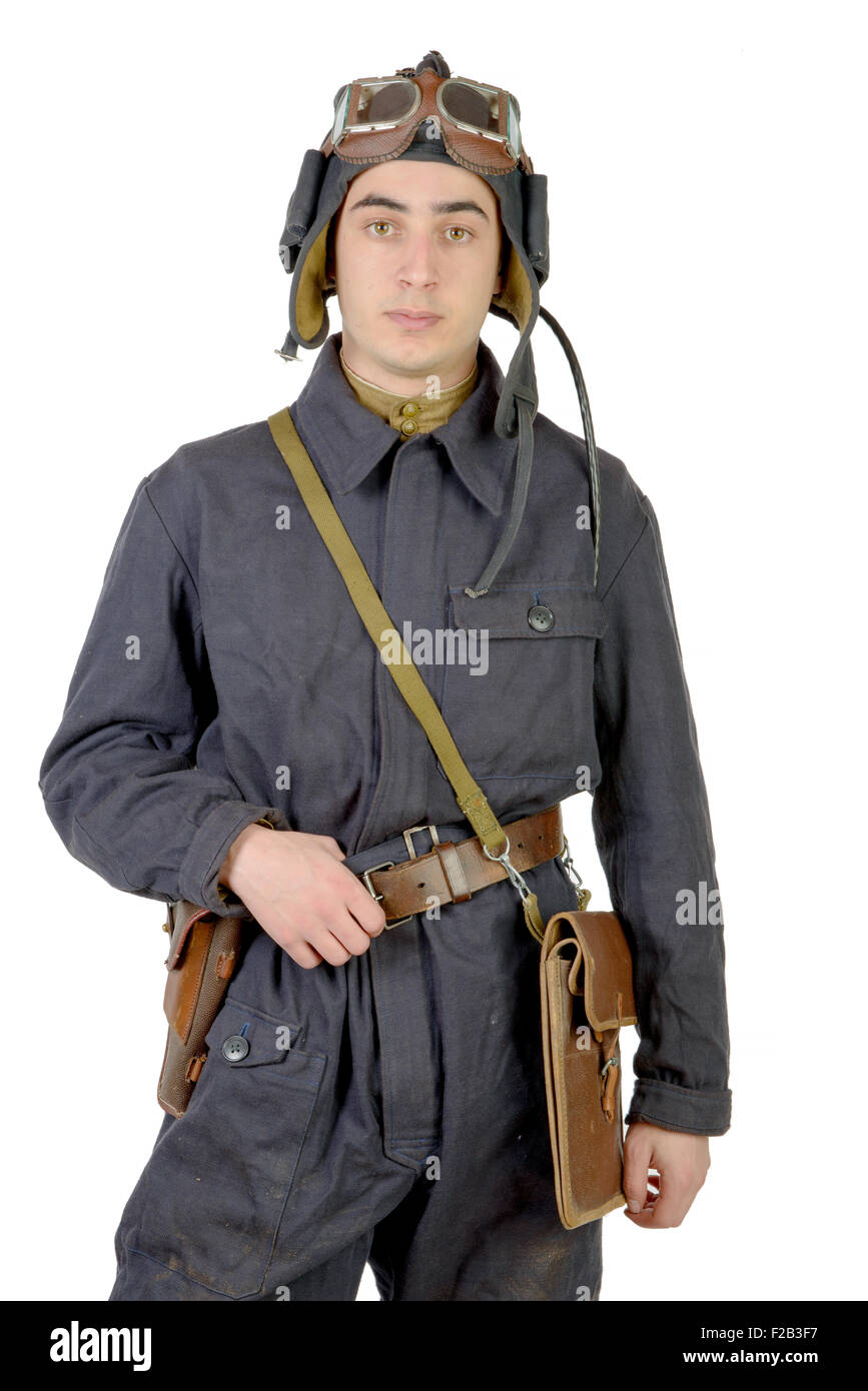 young Soviet tank driver on the white background Stock Photo - Alamy