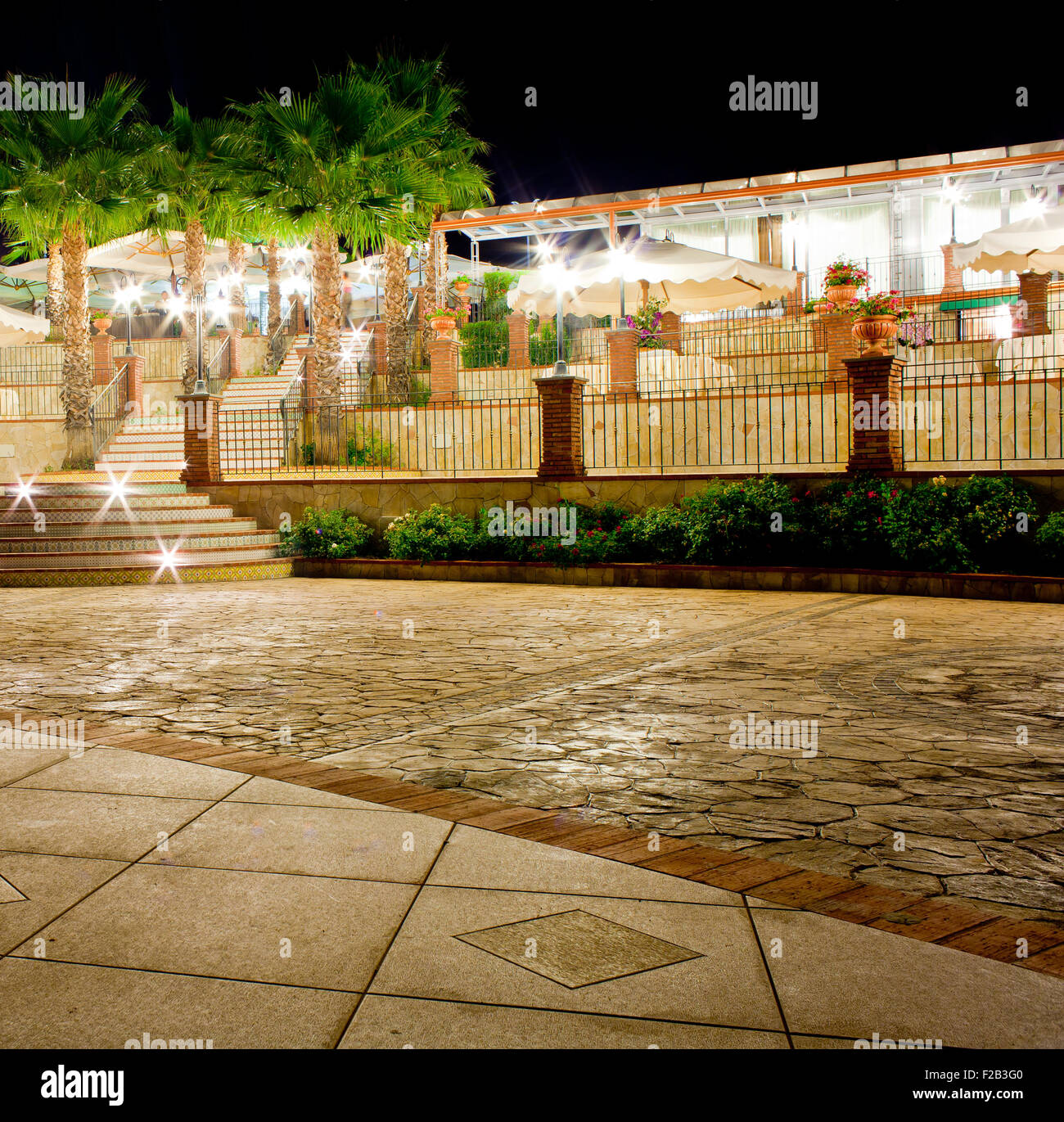 View of an outdoor restaurant Stock Photo - Alamy