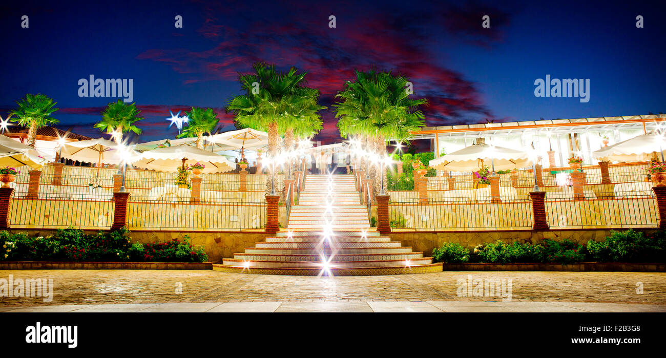 View of an outdoor restaurant Stock Photo - Alamy
