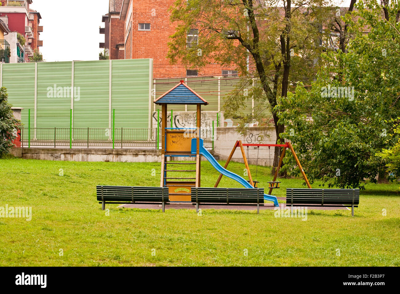 Empty playground in a Park Stock Photo - Alamy