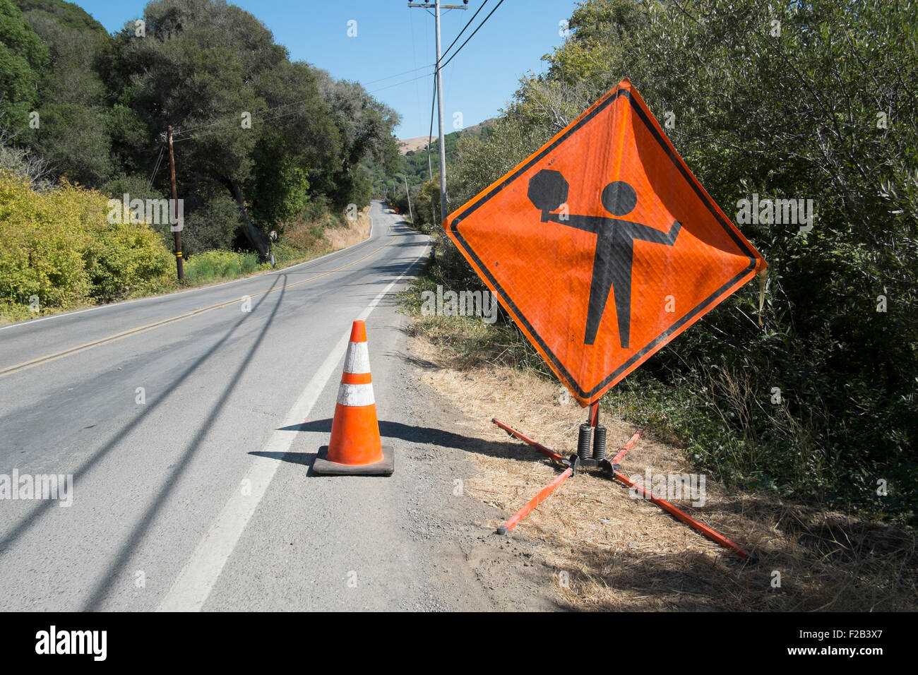 Stop ahead sign road construction hi-res stock photography and images ...