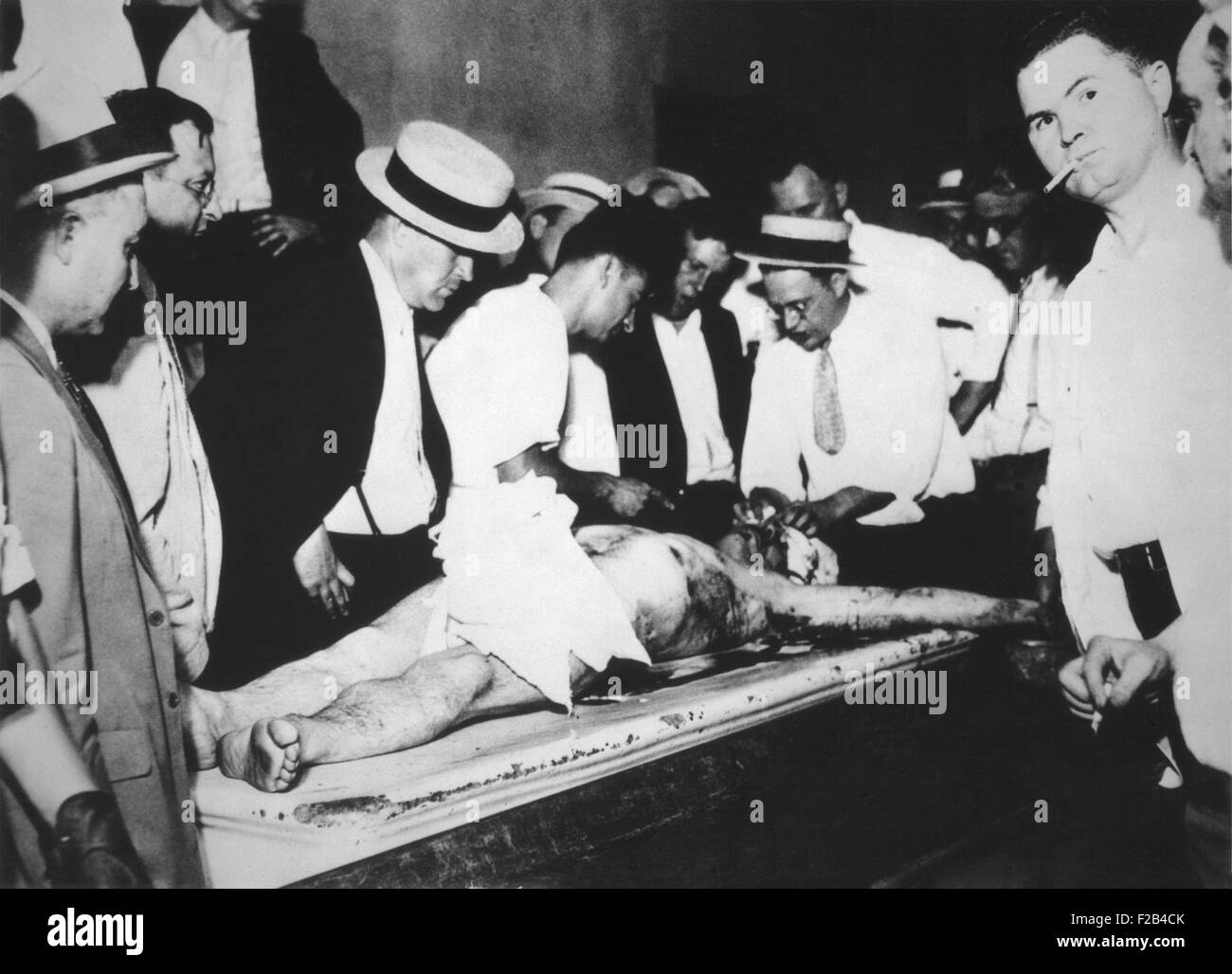 John Dillinger's bloody corpse in the Chicago County morgue. He was ...