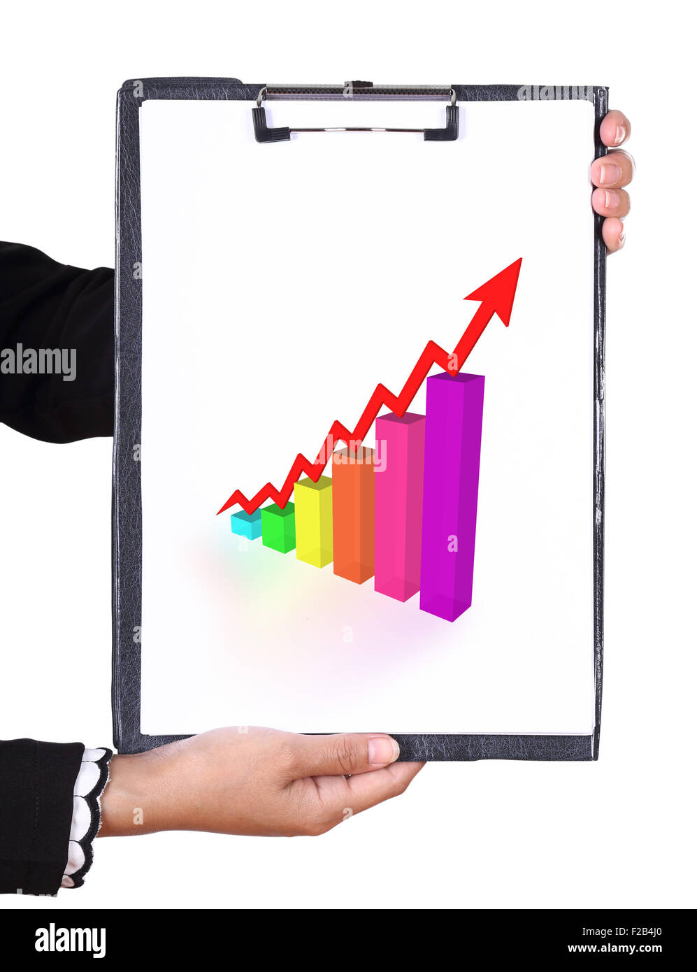 business hand holding a clipboard with business graph chart Stock Photo ...