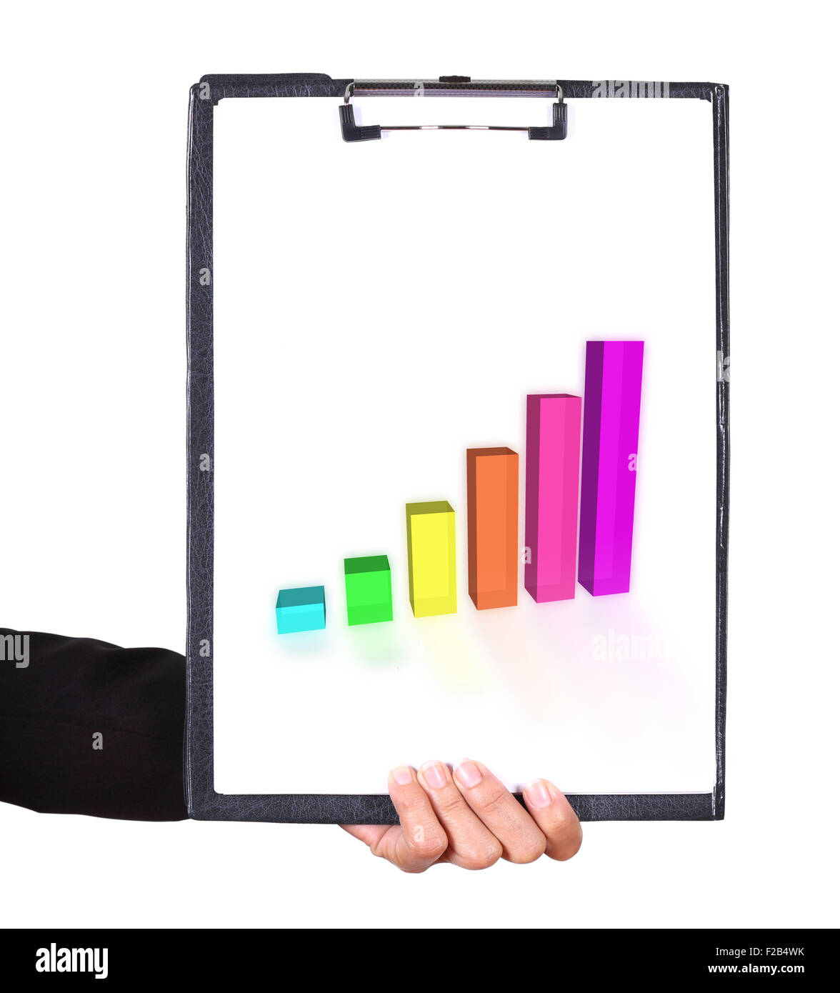 business hand holding a clipboard with business graph chart Stock Photo ...