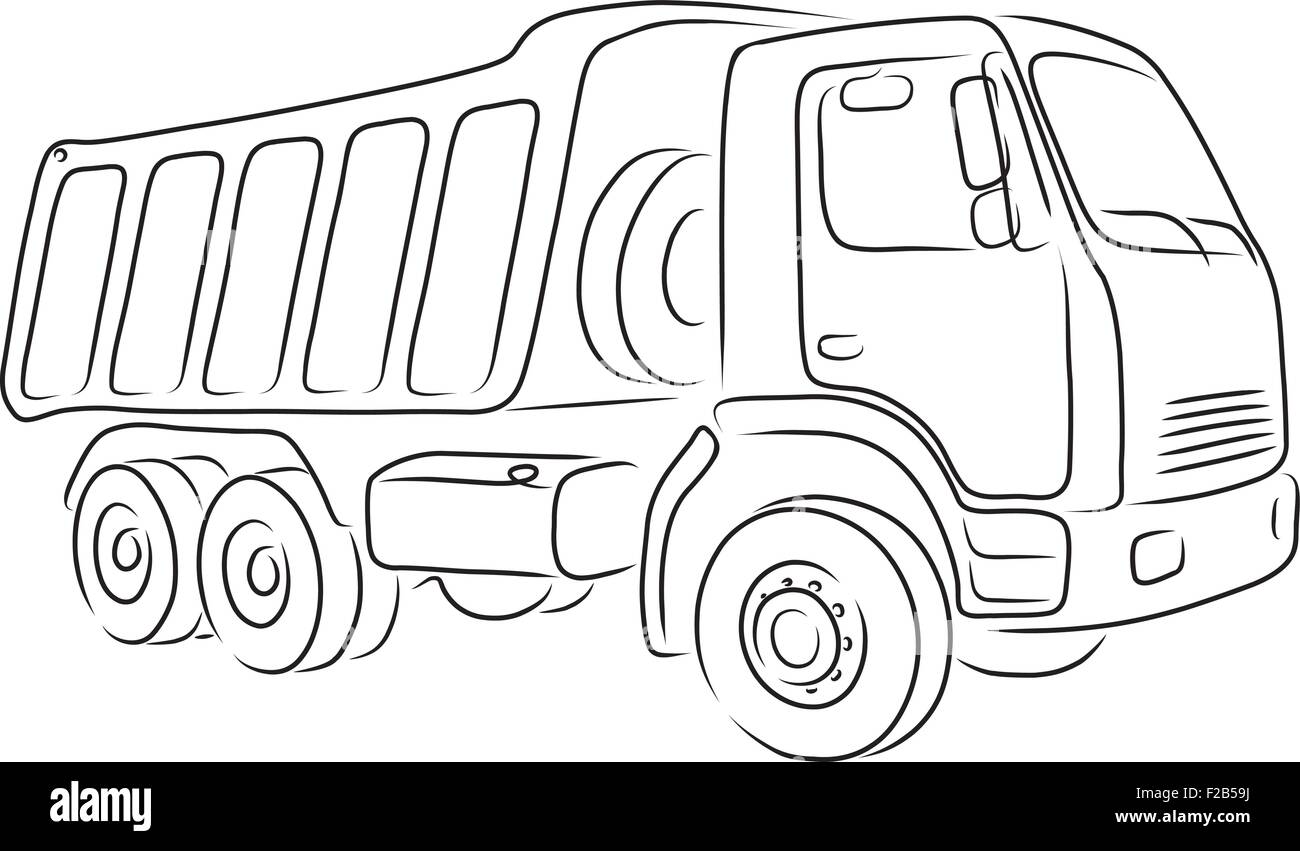 Isolated outline of tipper on the white background, vector illustration ...