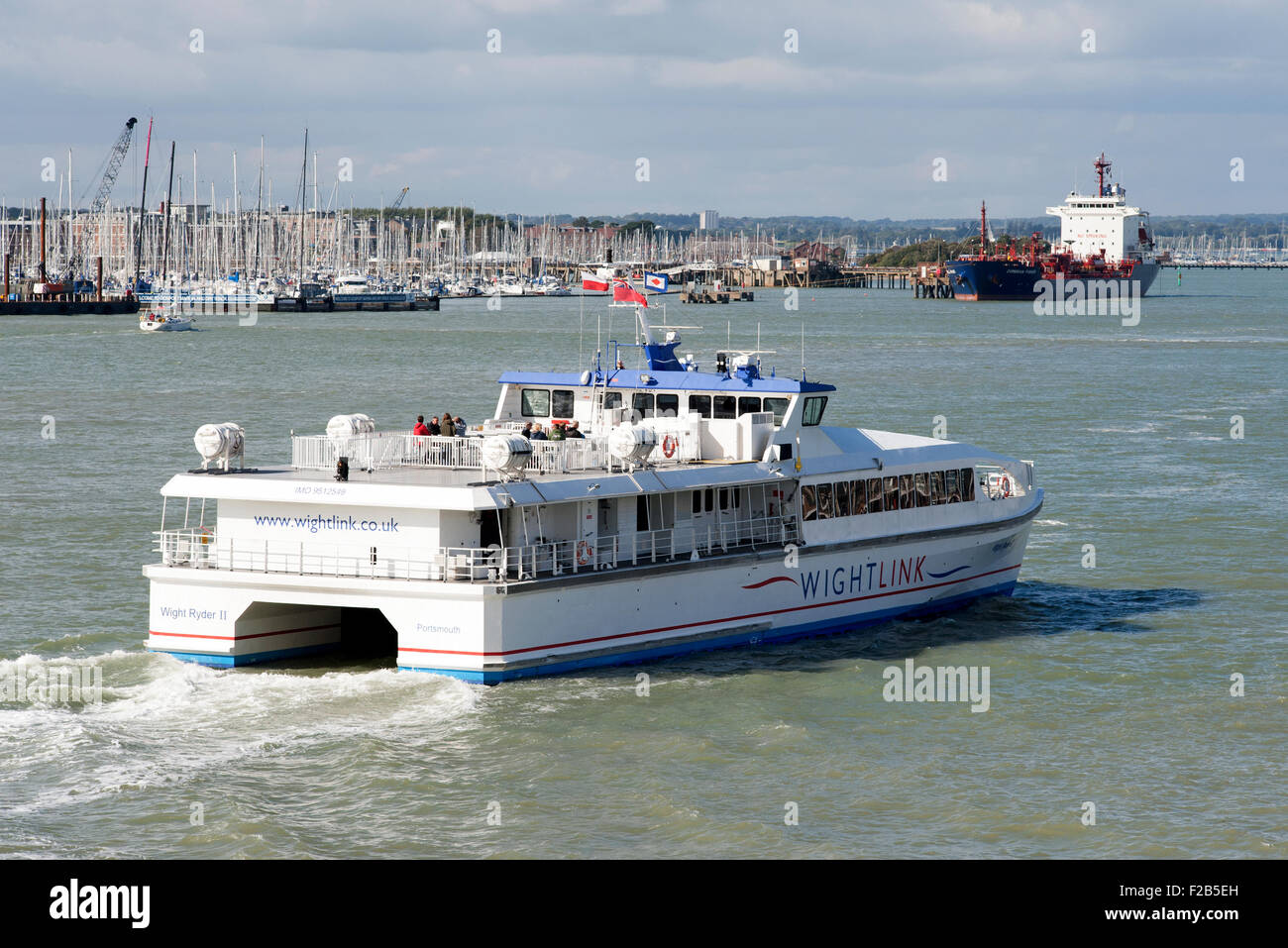 wightlink catamaran wight rider 2 in portsmouth harbour Stock Photo - Alamy