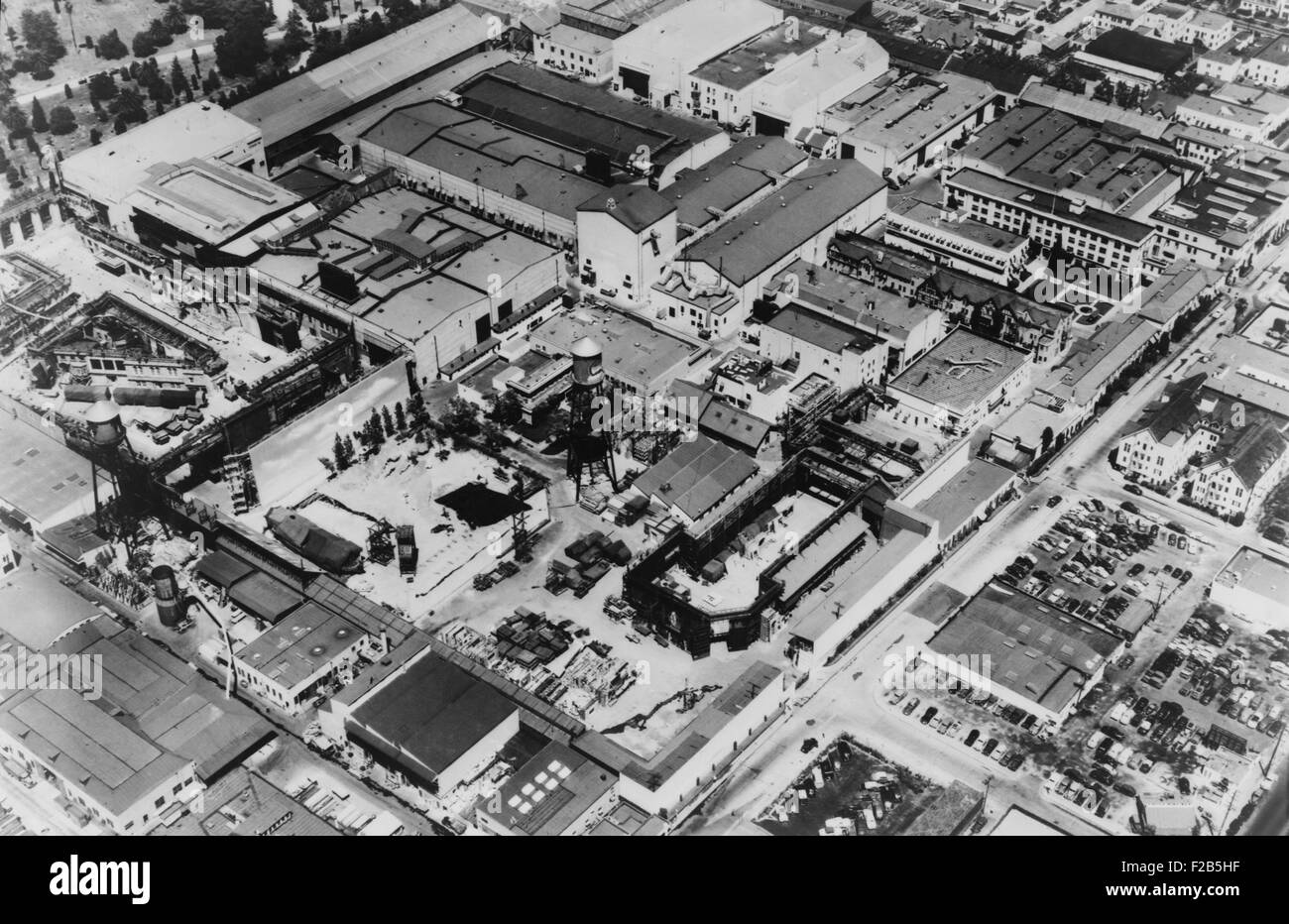 Aerial view of Paramount Studios in Hollywood, ca. 1947. The lot Stock ...