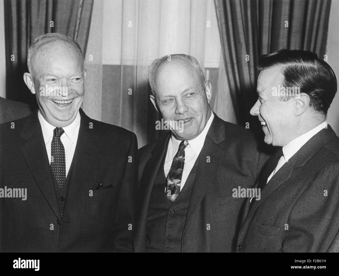 President Eisenhower with labor union leaders George Meany and Walter ...