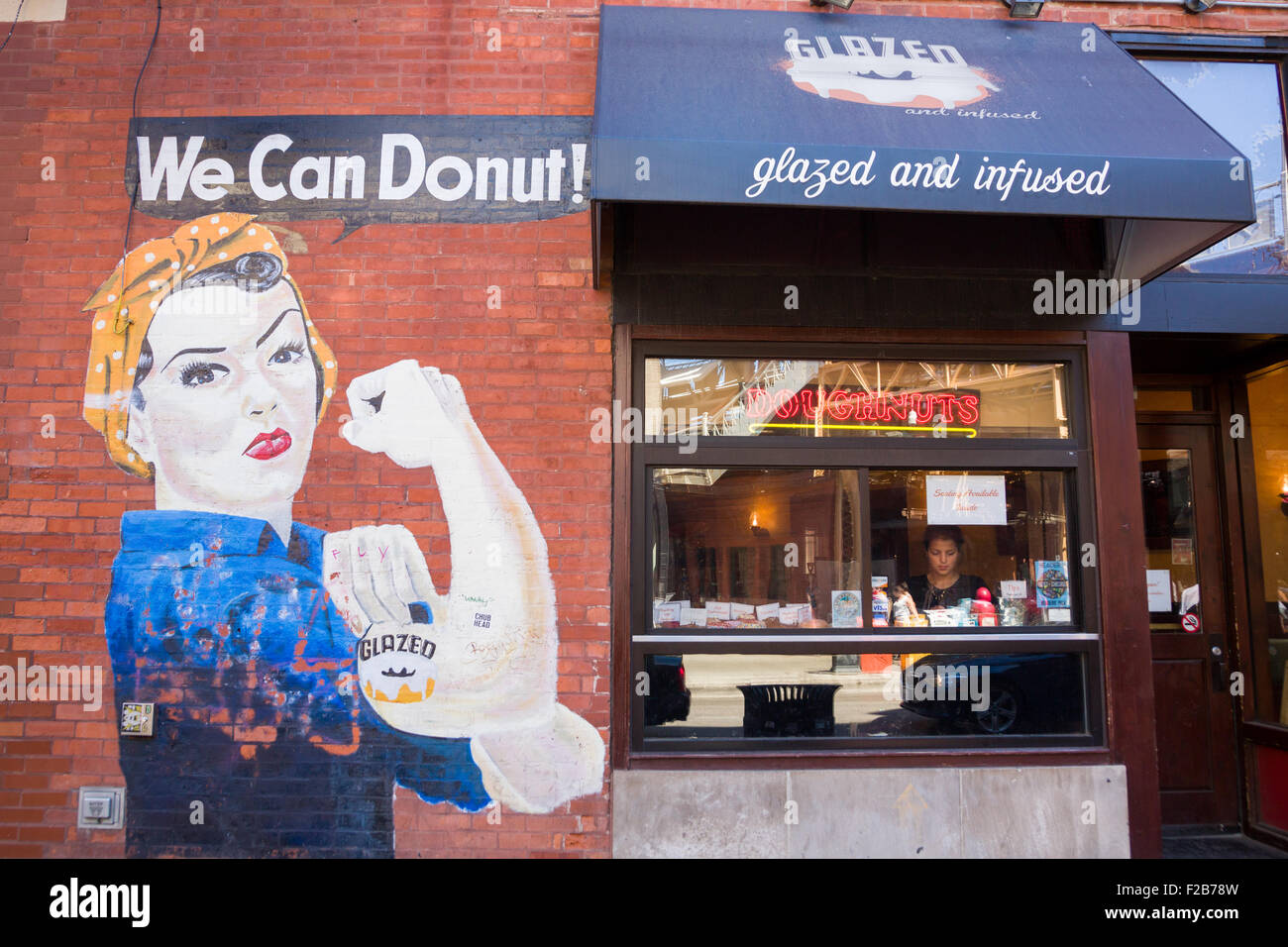 Glazed & Infused doughnut shop and mural in Wicker Park August 2, 2015 ...