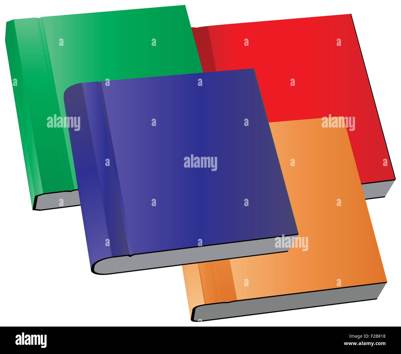 Illustration of colorful set classic books in front view isolated on ...