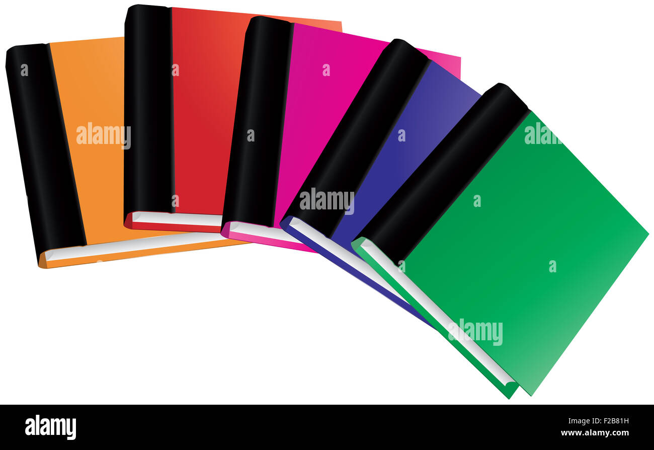 Illustration of colorful set classic books in front view isolated on ...