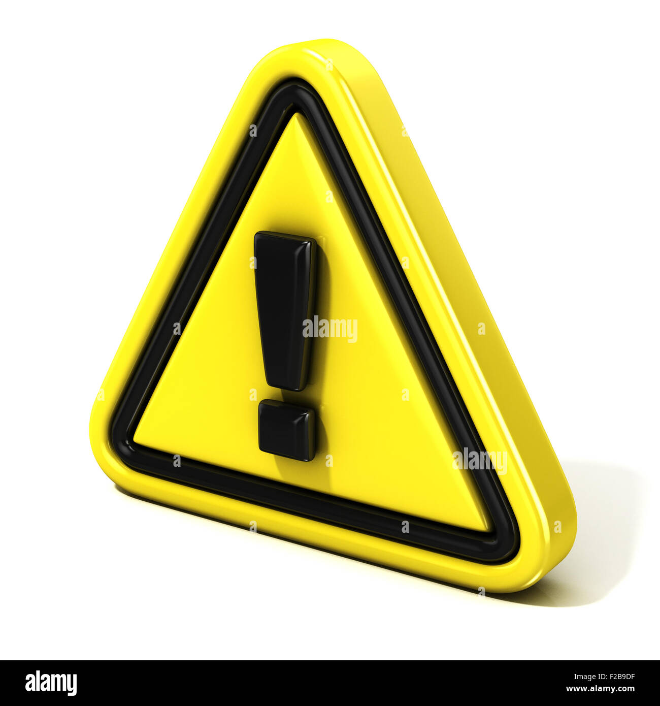 Attention sign. 3D render, isolated on white background. Side view ...