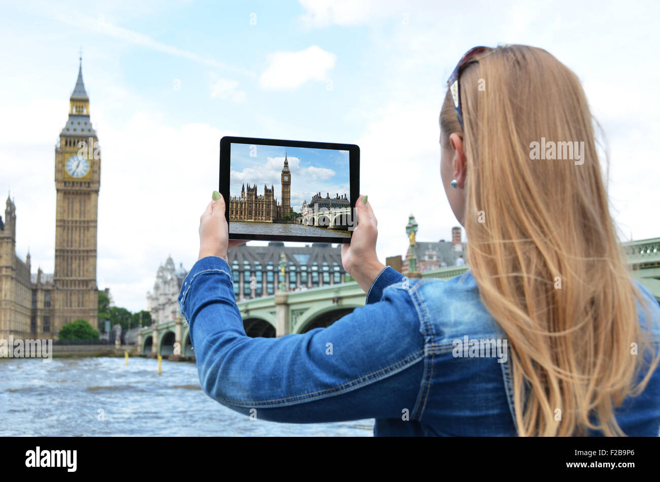 Big Ben on the screen of a tablet Stock Photo - Alamy