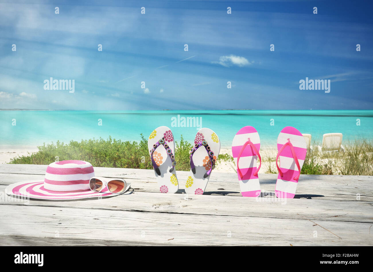 Beach scene, Great Exuma, Bahamas Stock Photo - Alamy