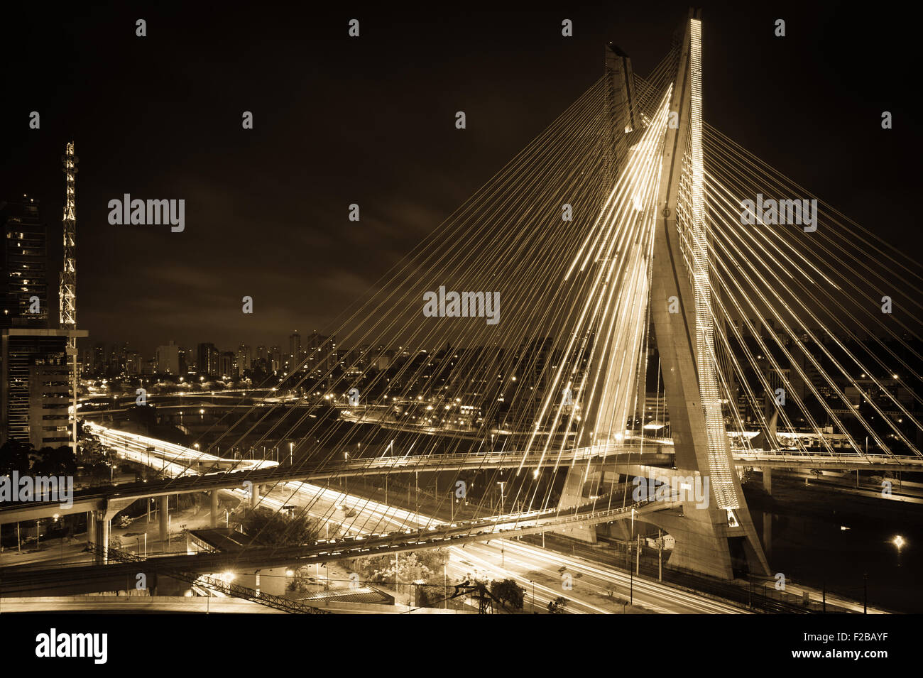 Architecture cable stayed bridge octavio frias hi-res stock photography ...
