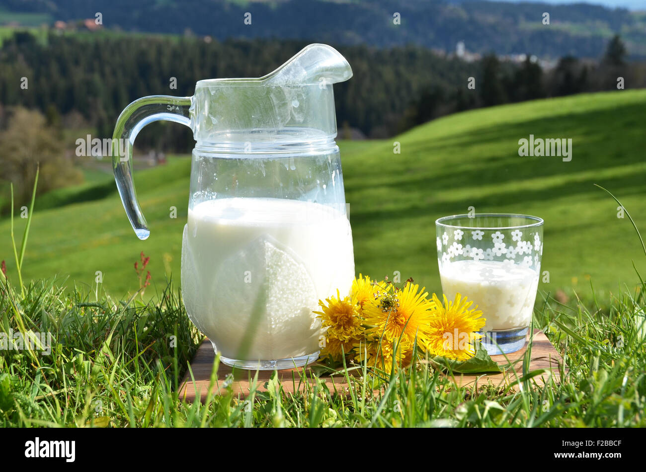 Jug of milk. Emmental region, Switzerland Stock Photo - Alamy