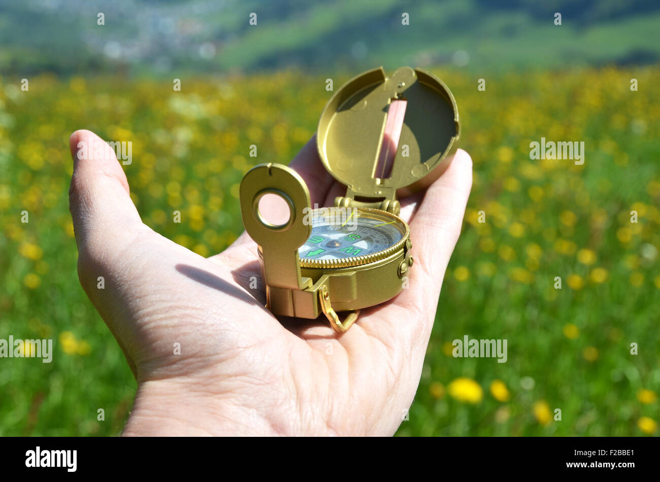 Compass in the hand Stock Photo - Alamy