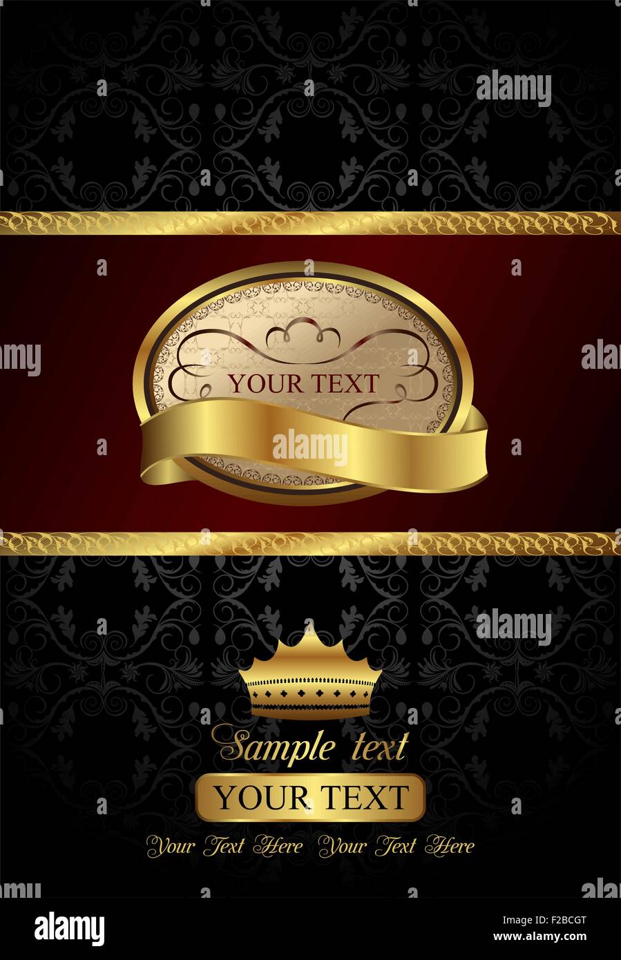 background with golden luxury label and crown Stock Vector Image & Art ...