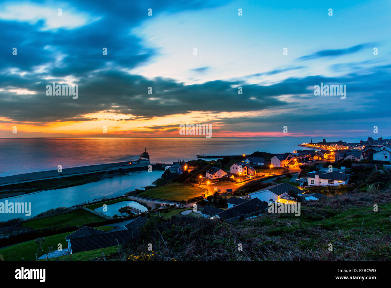 Aberystwyth after sunset Ceredigion Wales UK Stock Photo - Alamy