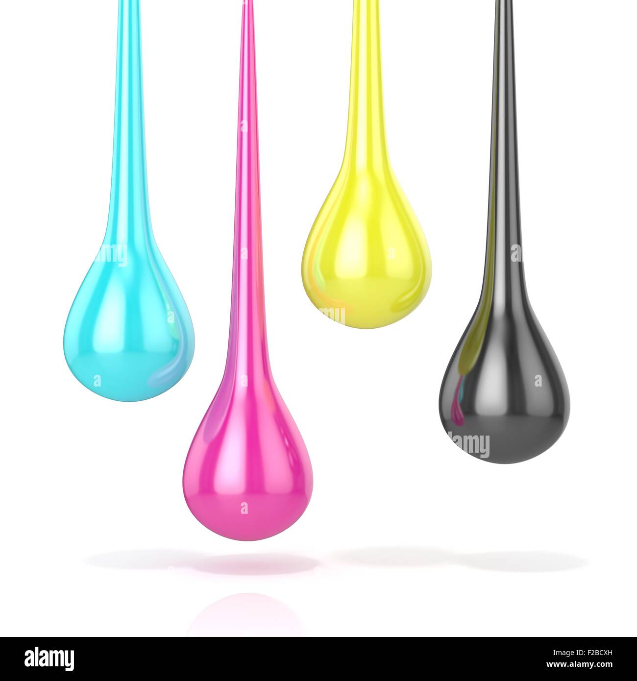 CMYK ink droplets sign. 3D render isolated on white background Stock ...