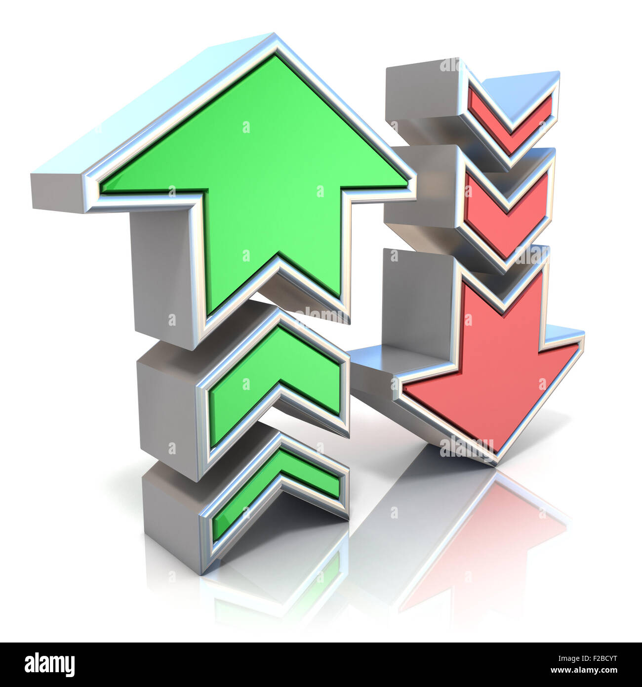 Upload download arrows icon 3d illustration isolated on white ...