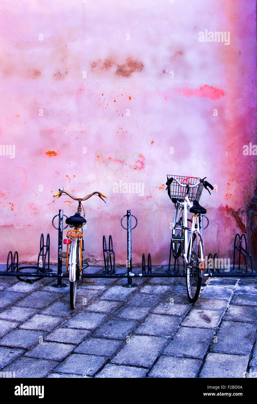 Bike rack downtown Bologna, Italy Stock Photo - Alamy