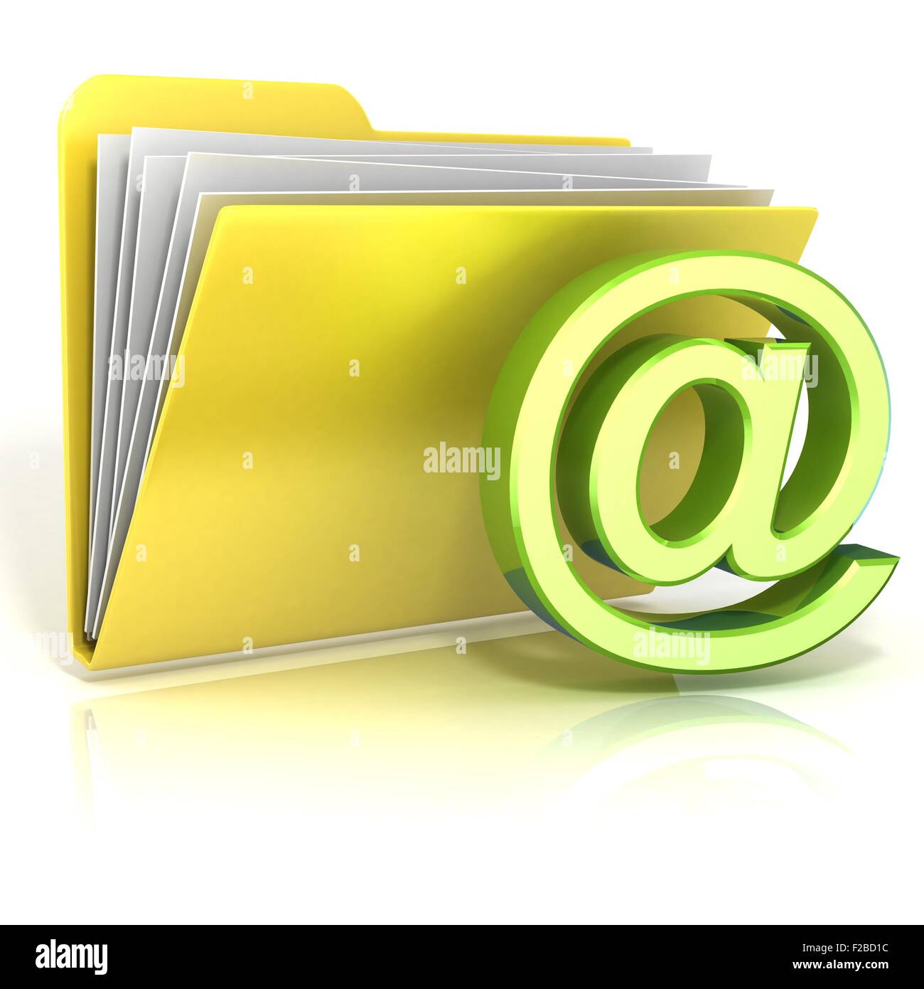 E-Mail symbol folder icon. 3D render illustration, isolated on white ...