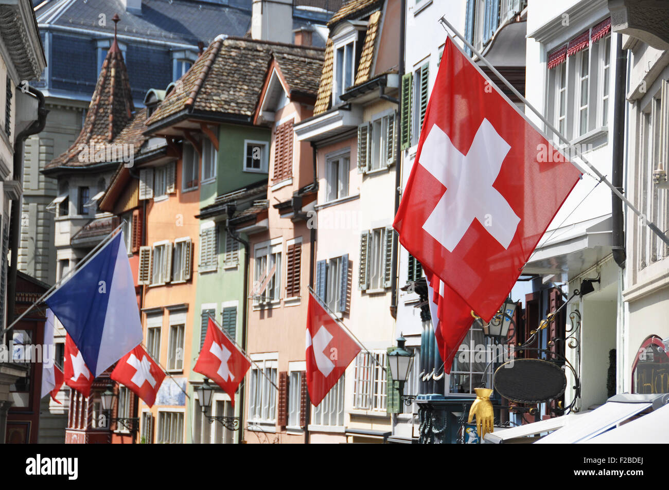 Zurich swiss flags hi-res stock photography and images - Alamy