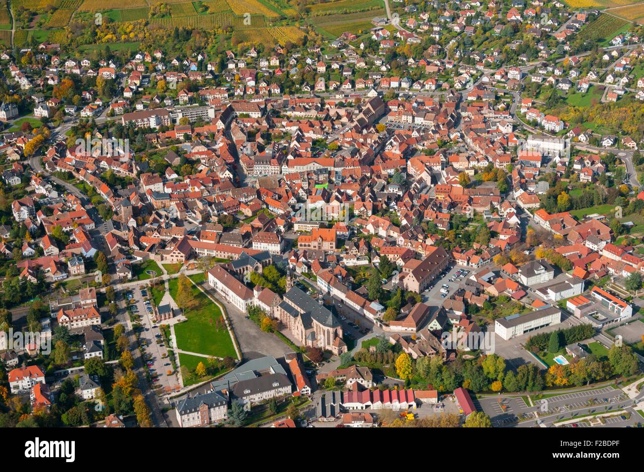 France, Bas Rhin (67), Wines road, Molsheim town, (aerial view) // Bas ...