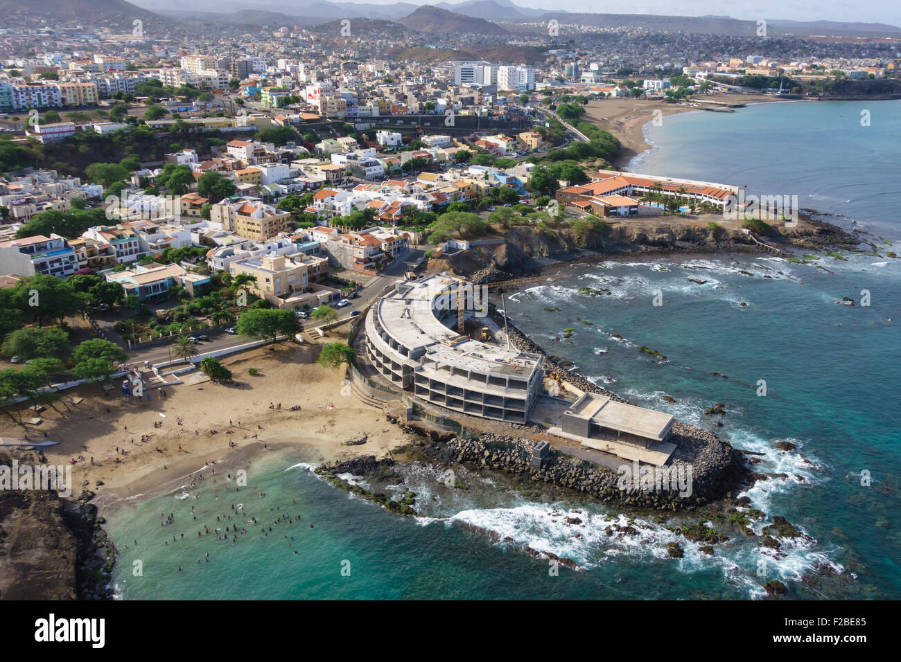 Aerial view of Praia city in Santiago - Capital of Cape Verde Islands ...