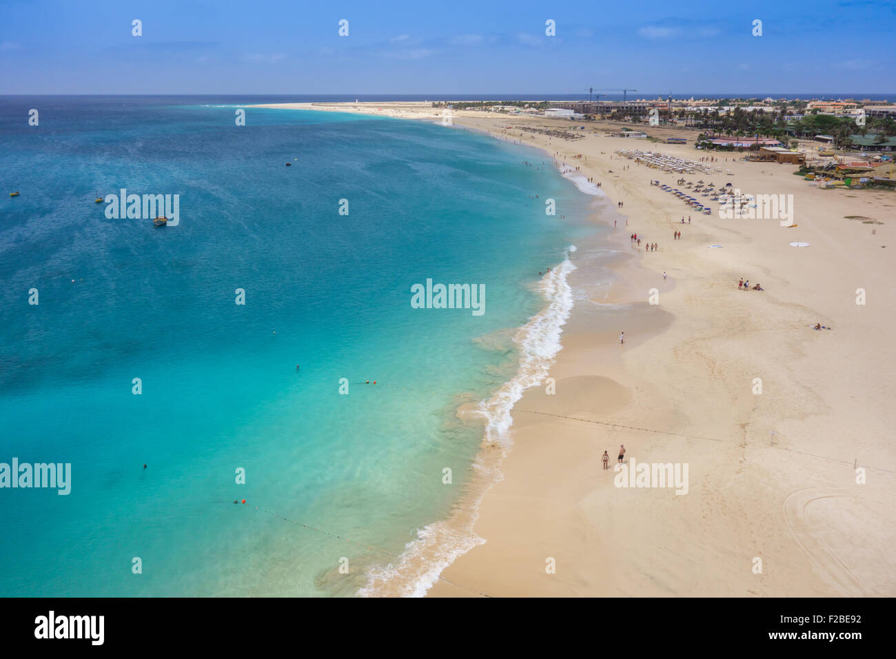 Aerial view of Santa Maria beach in Sal Island Cape Verde - Cabo Verde ...