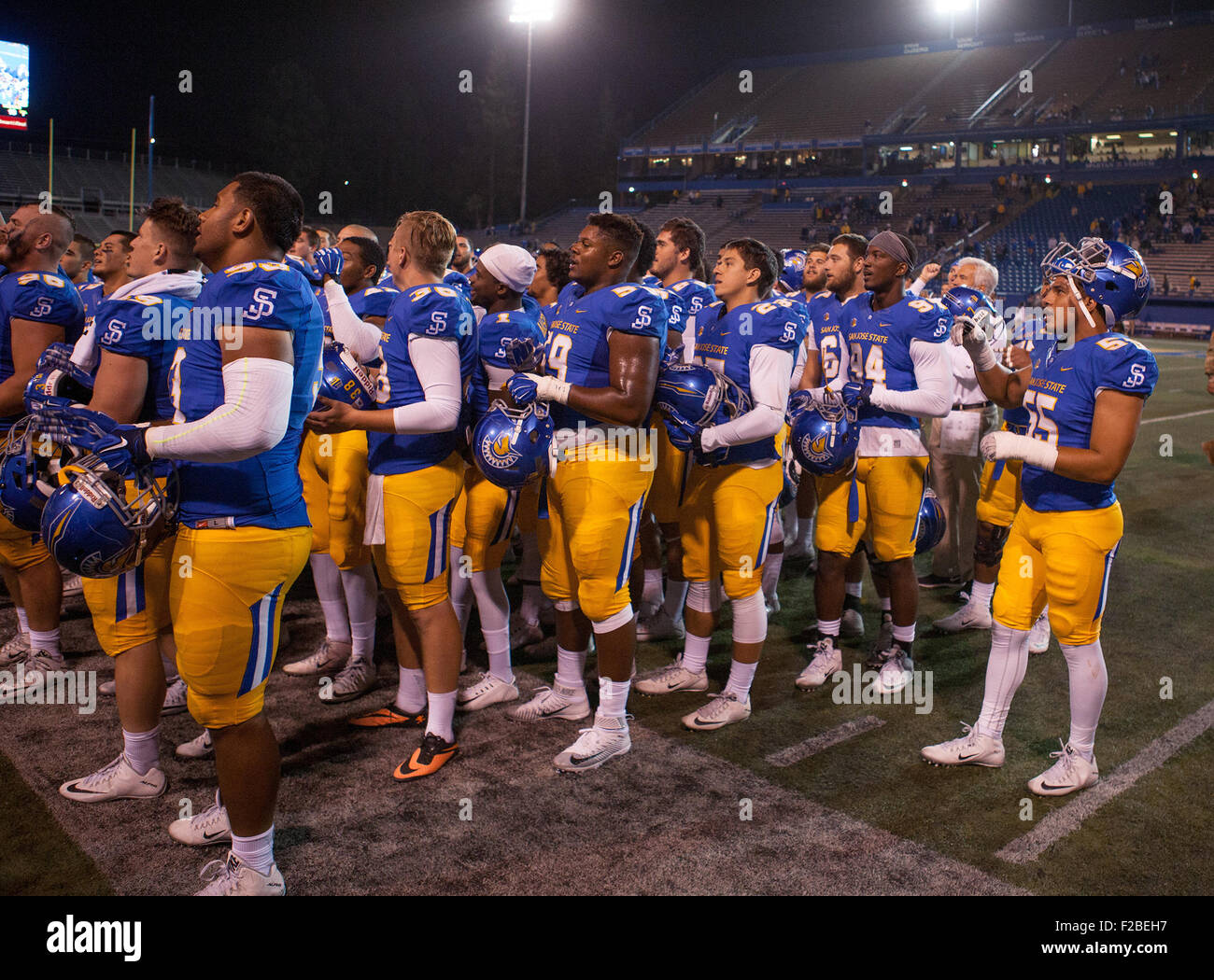 San Jose, CA. 3rd Sep, 2015. San Jose State Spartans linebacker (55 ...