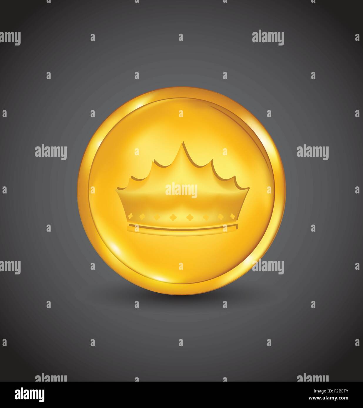 Golden coin with heraldic crown on black background Stock Vector Image ...