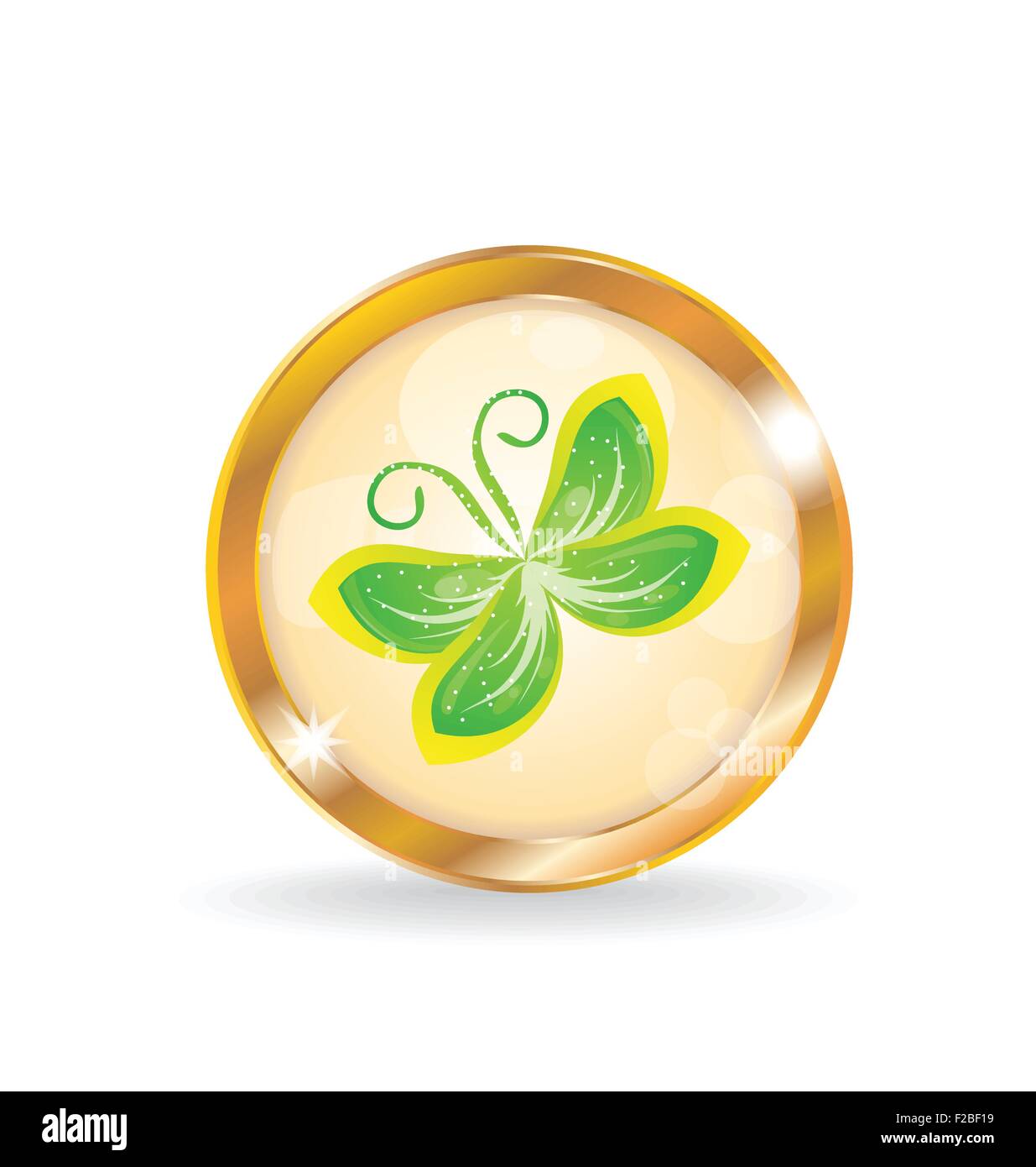Golden circle label (button) with butterfly Stock Vector Image & Art ...