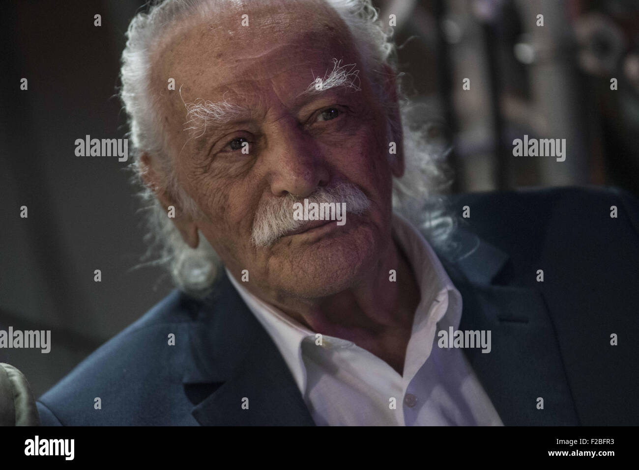 Athens, Greece. 15th Sep, 2015. MANOLIS GLEZOS(L), WW2 resistance ...