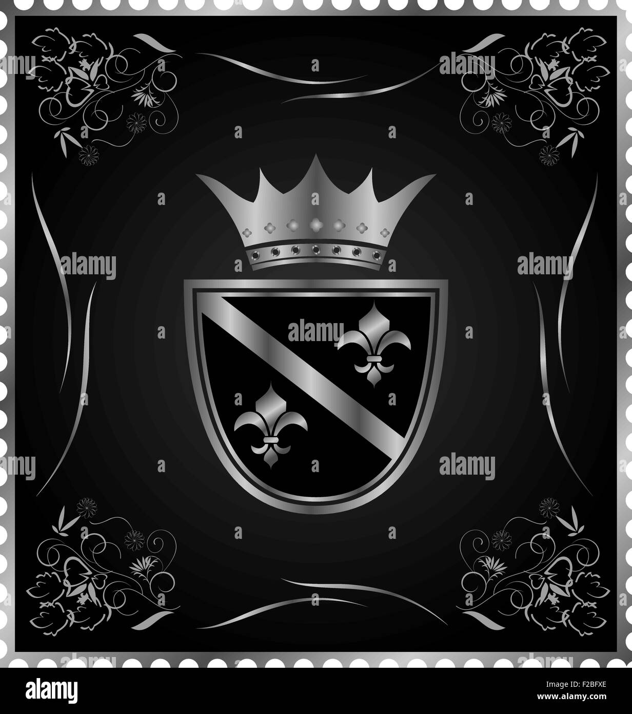 vintage post mark with silver heraldic elements Stock Vector Image ...